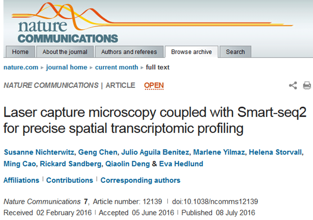 Laser capture microscopy coupled with Smart-seq2 for precise spatial transcriptomic profiling ...