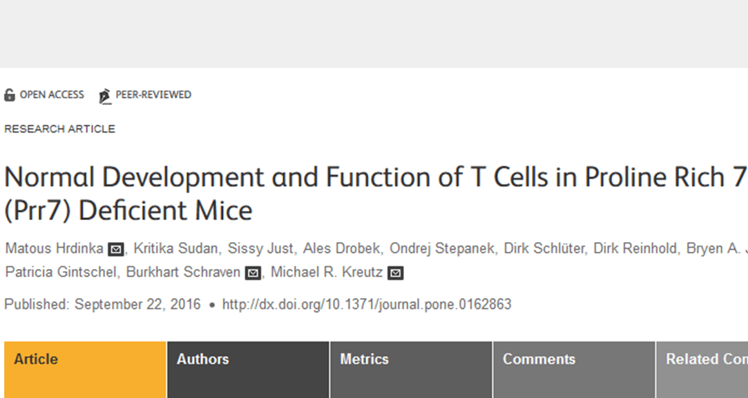 Normal Development and Function of T Cells in Proline Rich 7 (Prr7 ...