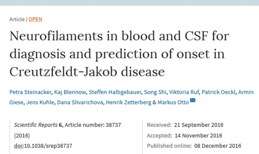 Neurofilaments in blood and CSF for diagnosis and prediction of onset ...