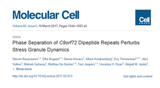 Phase Separation of C9orf72 Dipeptide Repeats Perturbs Stress Granule ...